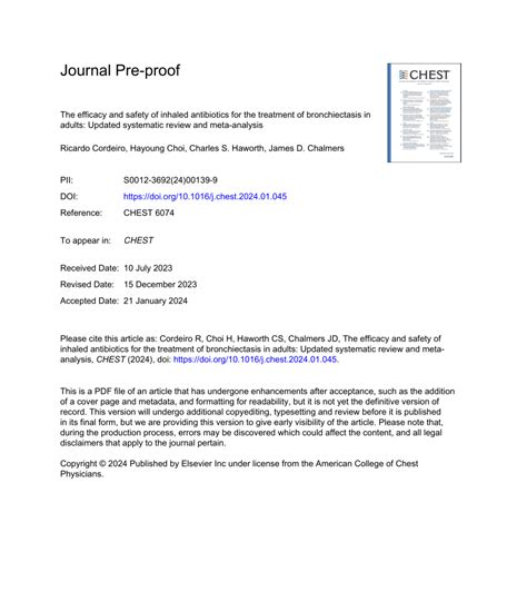 Pdf The Efficacy And Safety Of Inhaled Antibiotics For The Treatment Of Bronchiectasis In