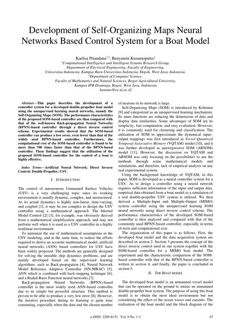 Pdf Development Of Self Organizing Maps Neural Networks Based Control System For A Boat Model