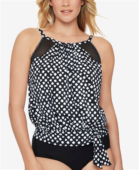 Swim Solutions High Neck Blouson Tankini Top Created For Macys Women