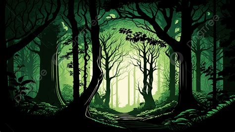 Forest Dry Tree Green Light Background Forest Green Light Forest Dead Tree Black Background