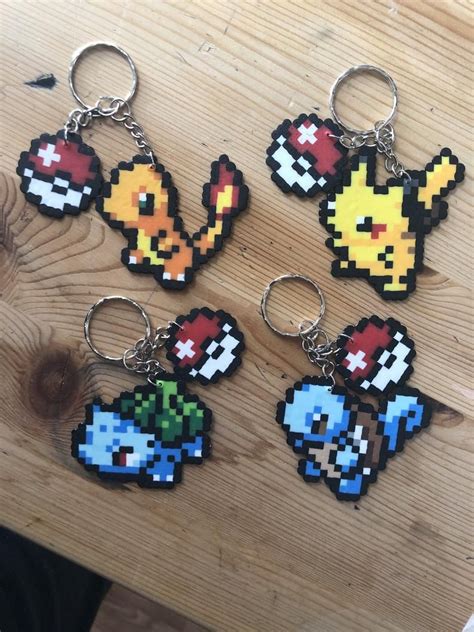 Pokemon Mini Perler Bead Keychain Etsy Pokemon Perler Beads Pearl