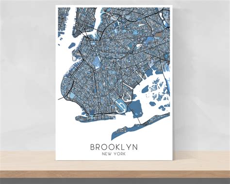 Printable Map Of Brooklyn Ny Neighborhoods Of Brooklyn Watercolor Map