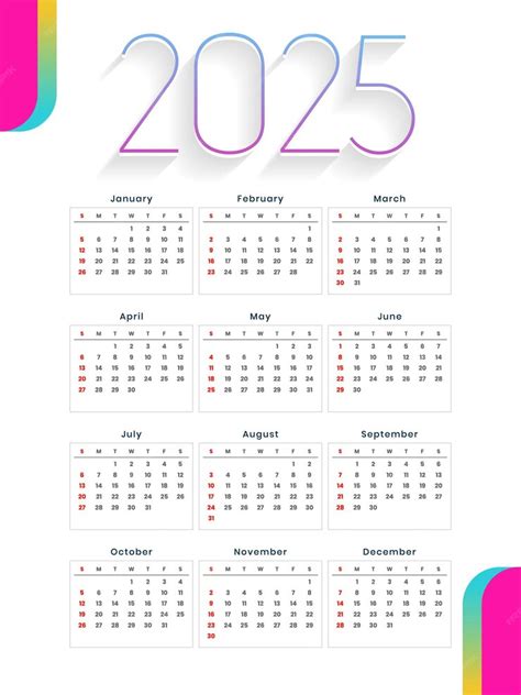 Free Vector Elegant 2025 Full Page Calendar Layout A Printable Design