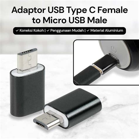 Jual Promo Jumia Adaptor Usb Type C Female To Micro Usb Male Aluminium Termurah Shopee Indonesia