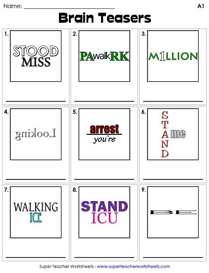 Brain Teaser Worksheets Printable Brain Teasers Worksheets Library