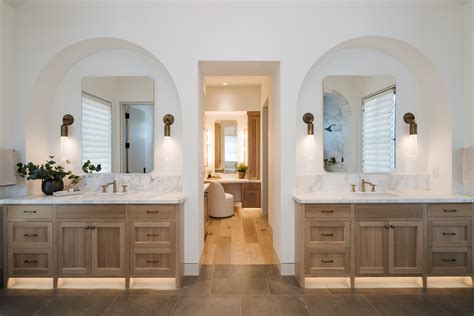 White Oak Vanity Bathroom Decor With Double Sinks