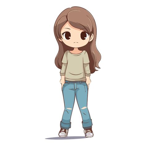 Cartoon Girl With Brown Hair