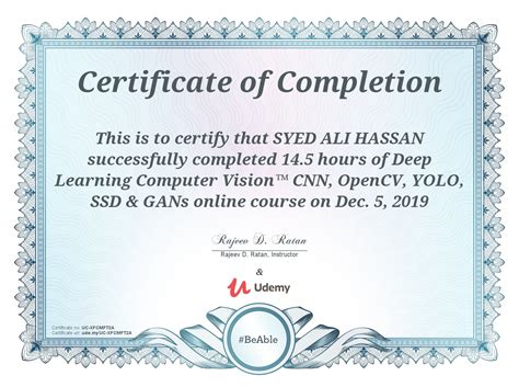 My Certificates ~ Software Engineer Ar Mr Deep Learning