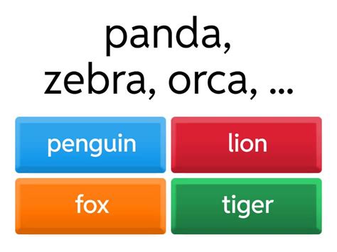 Animals Verbal Classification Quiz