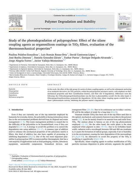 Pdf Study Of The Photodegradation Of Polypropylene Effect Of The