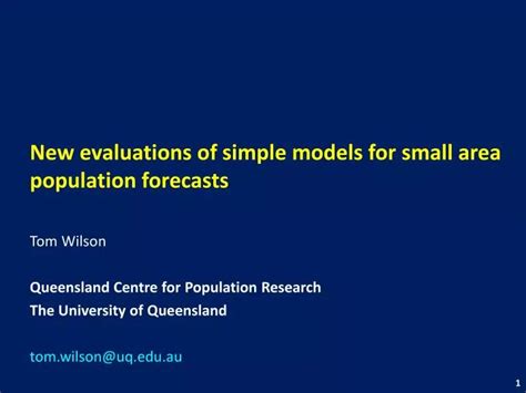 Ppt New Evaluations Of Simple Models For Small Area Population
