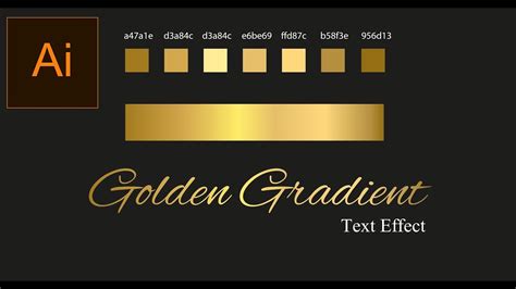 Golden Gradient Text Effect In Adobe Illustrator Adobe Illustrator Tutorial Graphic