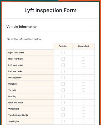 Lyft Inspection Form Template Jotform