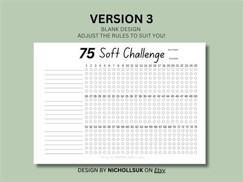 75 Soft Challenge Tracker Printable Landscape A3 A4 Sizes Instant
