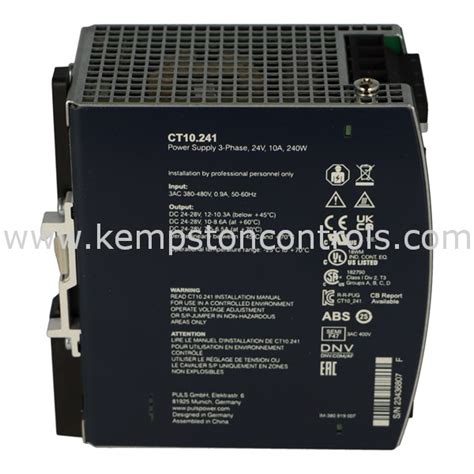 Puls Ct10241 Puls Din Rail Power Supplies For 3 Phase Systems