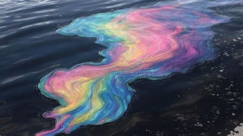 Abstract Rainbow Oil Slick On Dark Water Surface Stock Illustration