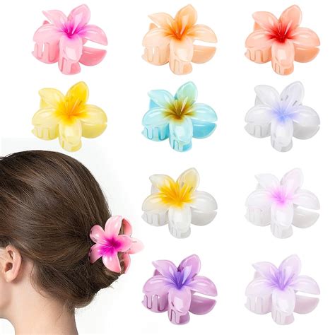Haptime 10 Pack Flower Hair Clips Beach Hair Accessories