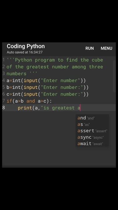 How To Calculate The Cube Of The Largest Number Among Three Numbers In Pythonytshortspython