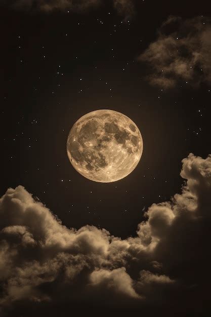 Sepia Style Effect With Moon Phase In The Night Sky Ai Generated Image