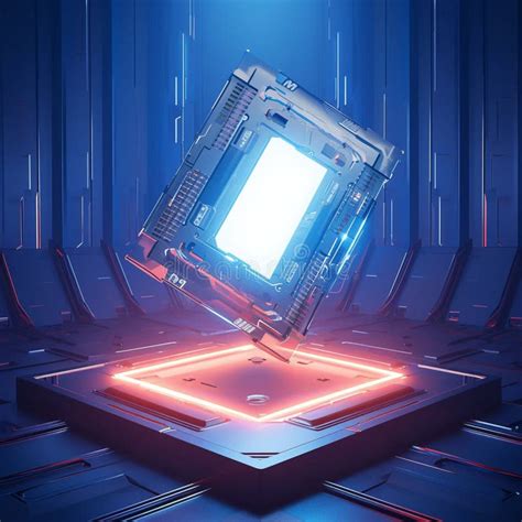 Intricate Circuit Chip Illuminated By Mesmerizing Neon Lights D Rendering Stock Illustration