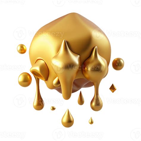 Vibrant Creative Molten Gold Dripping Downward Isolated Element Genuine