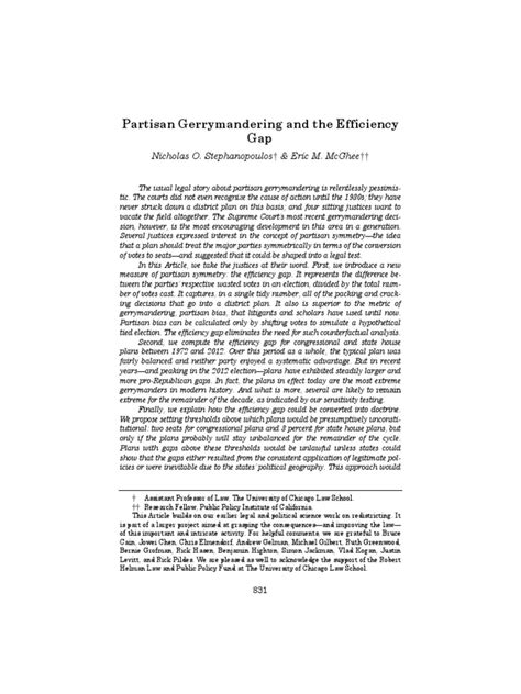 Partisan Gerrymandering And The Efficiency Gap Pdf Gerrymandering
