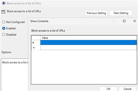 how to restrict users to access one particular url from microsoft edge