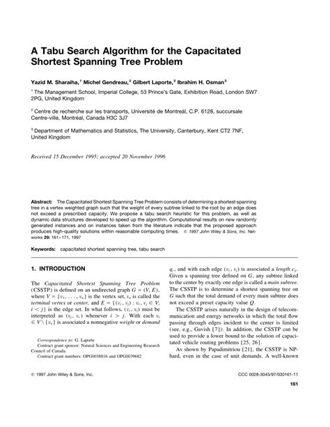 Pdf A Tabu Search Algorithm For The Capacitated Shortest Spanning
