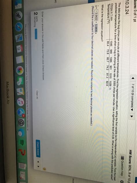 Solved The Data Show The Bug Chirps Per Minute At Different