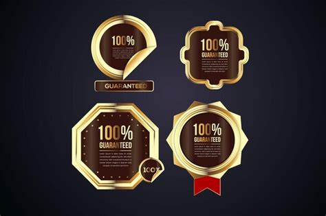 Premium Vector Vector Golden Badge Luxury Premium Quality Labels Set Collection With Red Ribbon