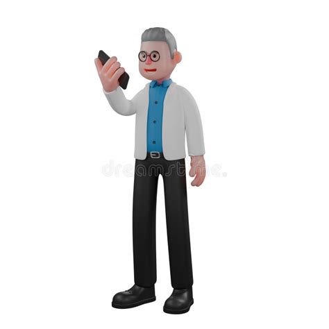 A Male Physicist Is Standing With His Left Hand Holding A Mobile Phone
