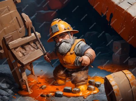 Premium Ai Image A Brutal Dwarf Blacksmith Forges A Sword With A