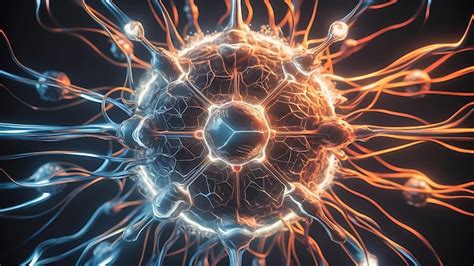 Futuristic 3d Rendering Of Complex Network Structure With Glowing Nodes