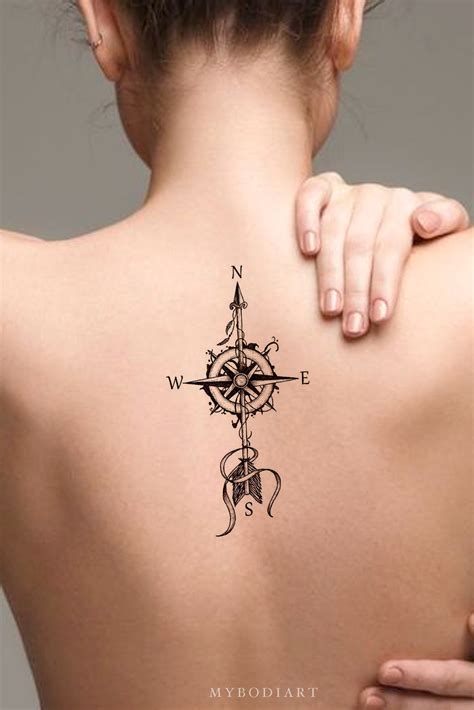 Wanderlust Compass Arrow Temporary Tattoo Mybodiart