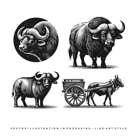 Premium Vector African Bufallo Engraving