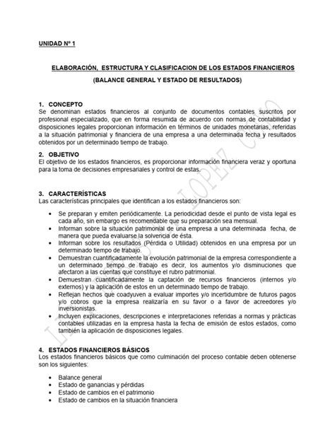 Estructura De Los Eeff Pdf Estado Financiero Contabilidad