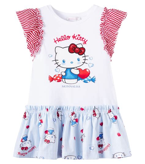 X Hello Kitty Cotton Jersey Dress In White Monnalisa Mytheresa