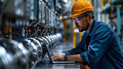 Premium Photo Engineer Uses Laptop To Program Plc For Largescale