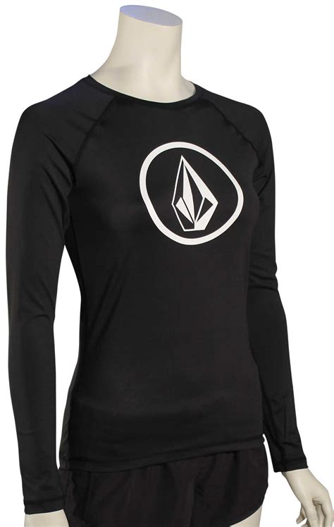 Volcom Simply Solid Ls Womens Rash Guard Classic Black For Sale At