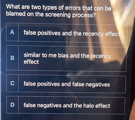 Solved What Are Two Types Of Errors That Can Be Blamed On