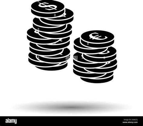 Stack Of Coins Icon White Background With Shadow Design Vector