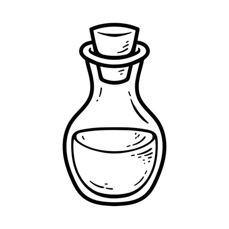 Small Potion Bottle Isolated Drawing Line Art Style Sketch Classic