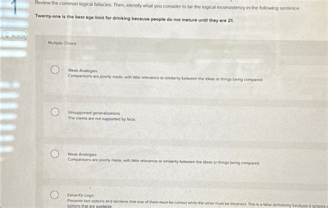 solved review the common logical fallacies then identify