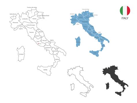 4 Style Of Italy Map Vector Illustration Have All Province And Mark The
