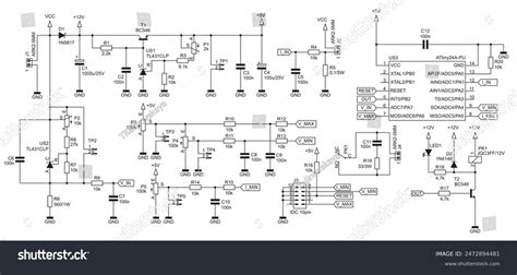 Schematic Diagram Electronic Device On Sheet Stock Vector Royalty Free
