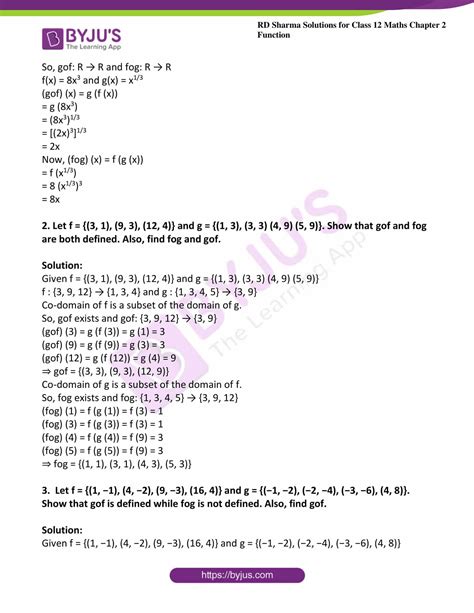 Rd Sharma Solutions For Class 12 Maths Exercise 22 Chapter 2 Function