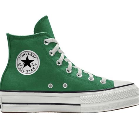 Green High Top Platform Converse Custom Made Depop