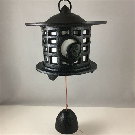 Japanese Furin Wind Chime Nambu Cast Iron Sun Moon Lantern Bell Made In