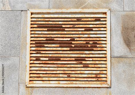 Metal Lattice Of A Technical Ventilation Window Of An Industrial