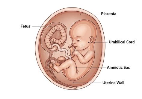 A Detailed Anatomical Illustration Of A Human Fetus Within The Stock